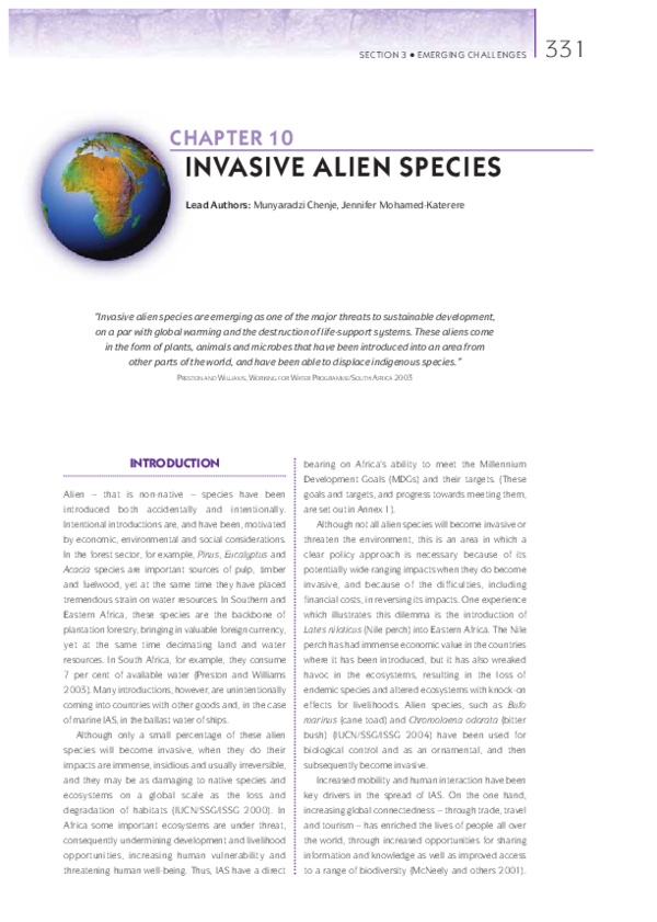 (PDF) CHAPTER 10 INVASIVE ALIEN SPECIES