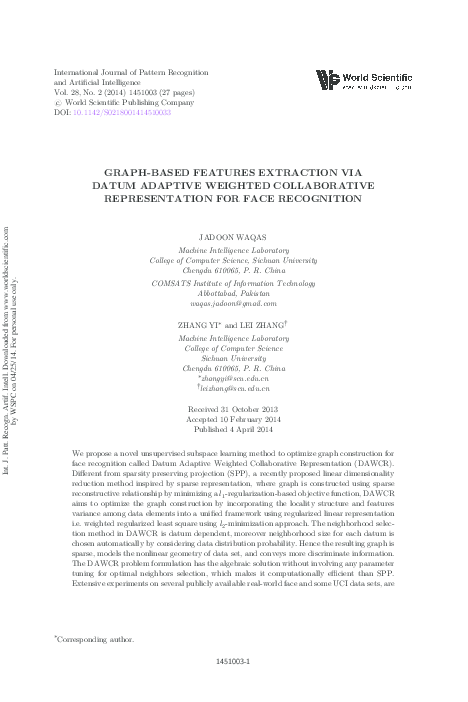 (PDF) GRAPH-BASED FEATURES EXTRACTION VIA DATUM ADAPTIVE WEIGHTED COLLABORATIVE REPRESENTATION ...