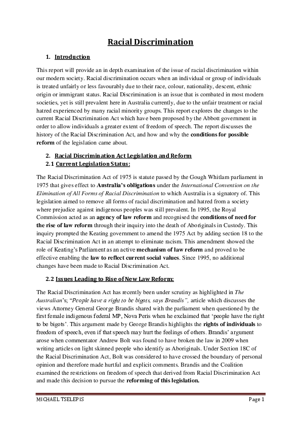 (DOC) Racial Discrimination Report