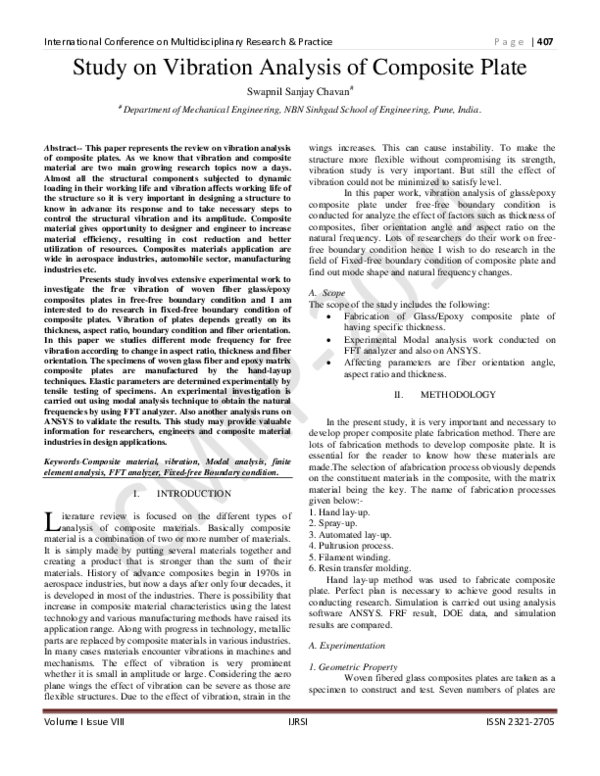 (PDF) Study on Vibration Analysis of Composite Plate
