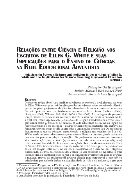 (PDF) Relationship between Science and Religion in the Writings of ...