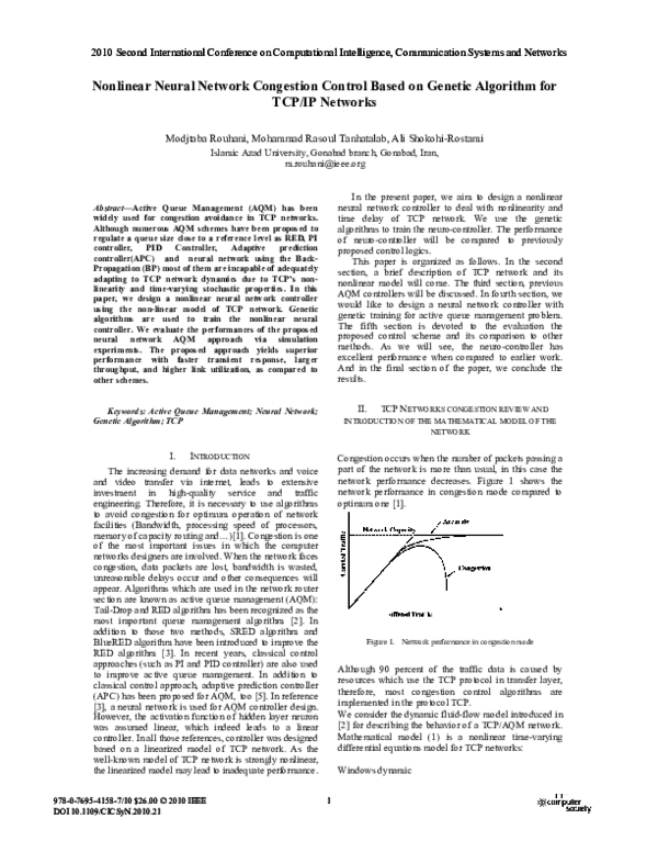 (PDF) Nonlinear Neural Network Congestion Control Based on Genetic Algorithm for TCP/IP Networks