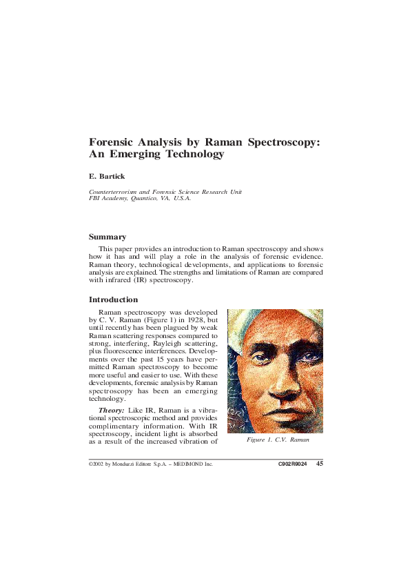 Pdf Forensic Analysis By Raman Spectroscopy An Emerging Technology