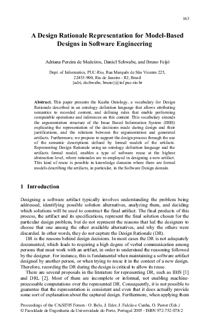(PDF) A Design Rationale Representation for Model-Based Designs in Software Engineering | Bruno ...