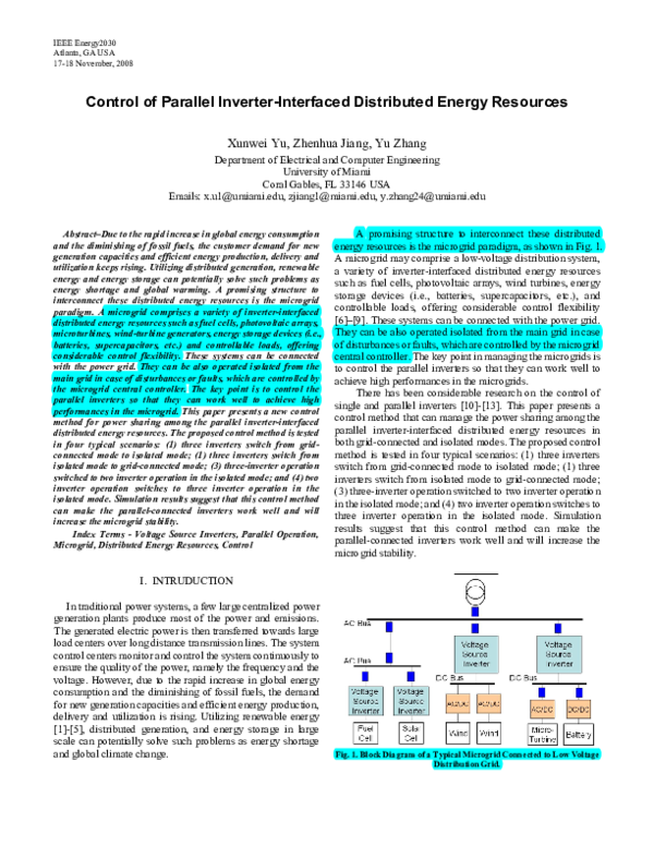 (PDF) Control of Parallel Inverter-Interfaced Distributed Energy Resources