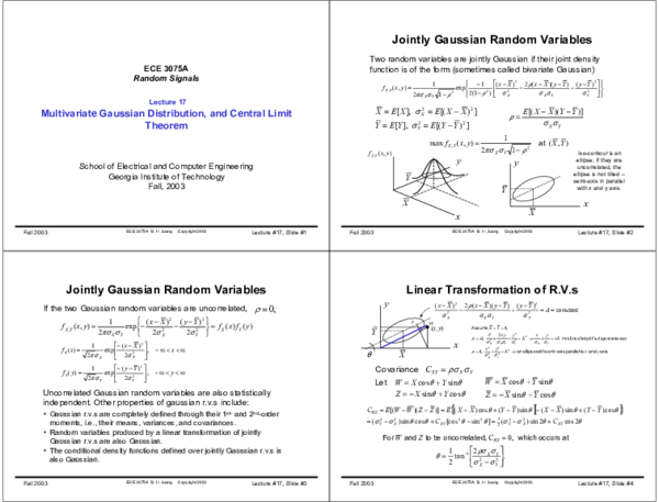 (PDF) ECE 3075A Random Signals Multivariate Gaussian Distribution , and Central Limit Theorem ...