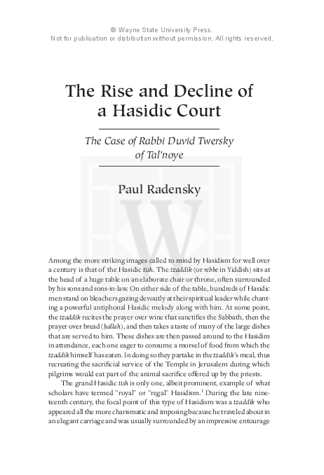 (PDF) The Rise and Decline of a Hasidic Court