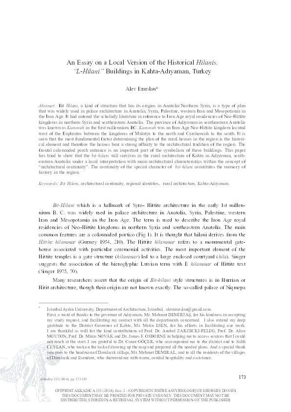 (PDF) An Essay on A Local Version of the Historical Hilanis. "L-Hilanis ...