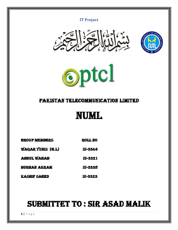 (DOC) Total Quality Management (Project on quality of PTCL)
