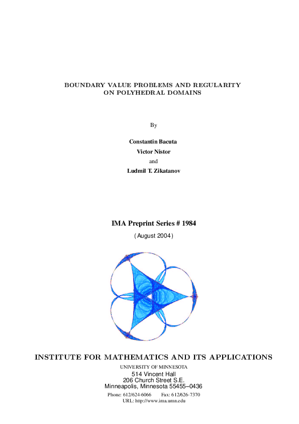 (PDF) BOUNDARY VALUE PROBLEMS AND REGULARITY ON POLYHEDRAL DOMAINS