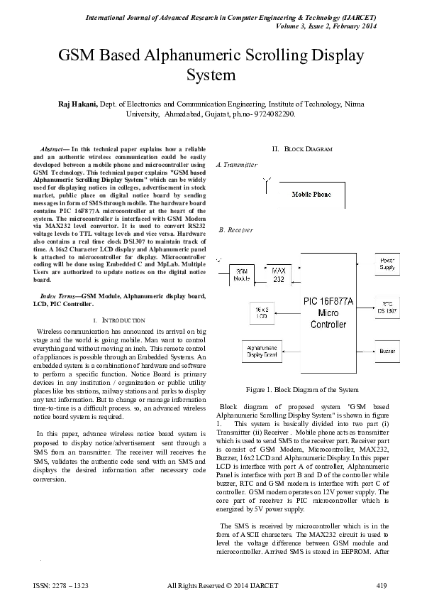 (PDF) GSM Based Alphanumeric Scrolling Display System