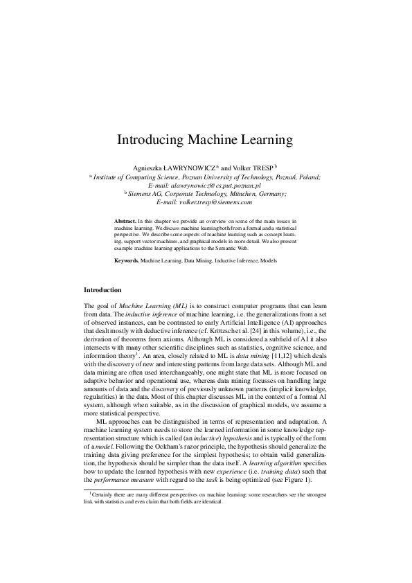 (PDF) Introducing Machine Learning