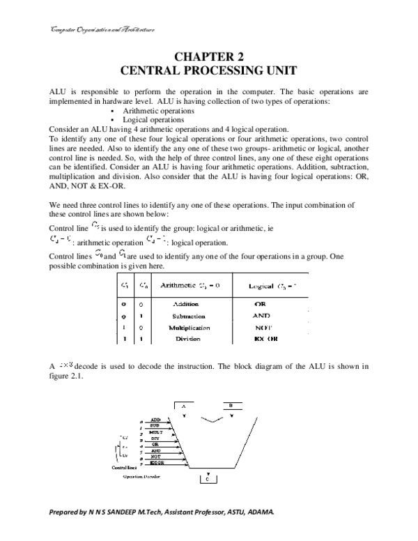 (PDF) Computer Organization and Architecture Prepared by N N S SANDEEP M CHAPTER 2 CENTRAL ...