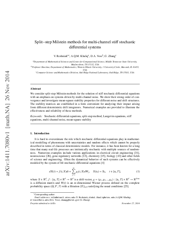 (PDF) Split-step Milstein methods for multi-channel stiff stochastic ...