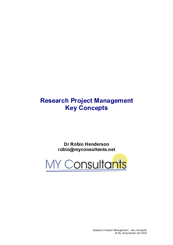 (PDF) Research Project Management Key Concepts