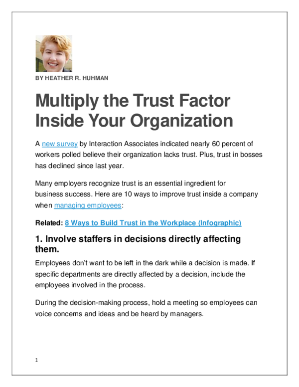 (PDF) Multiply the Trust Factor Inside Your Organization