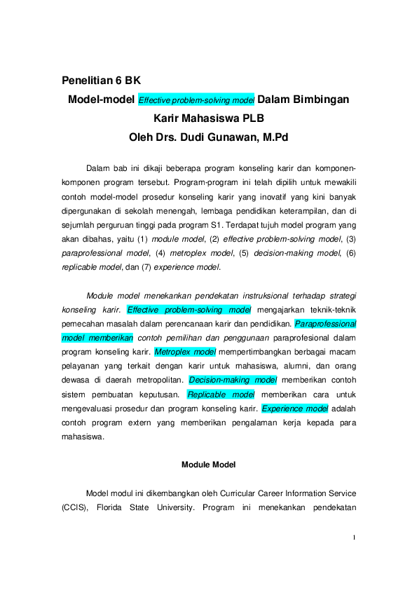 Pdf Model Effective Problem Solving