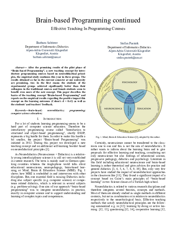 (PDF) Brain-based Programming Continued