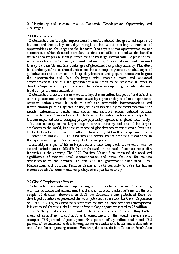 (DOC) 2. Hospitality and tourism role in Economic Development ...