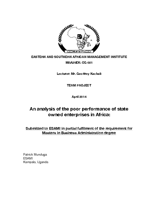 (PDF) An analysis of the poor performance of state owned enterprises in ...