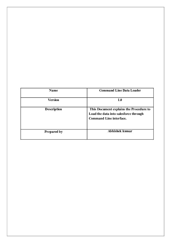Doc Name Command Line Data Loader Version 10 Description This