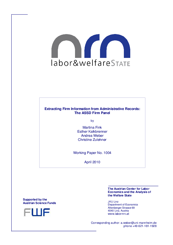 (PDF) Extracting Firm Information from Administrative Records: The ASSD ...