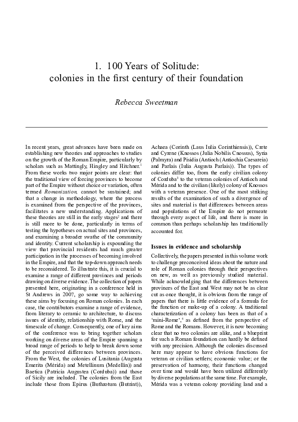 (PDF) Roman colonies in the first century of their foundation