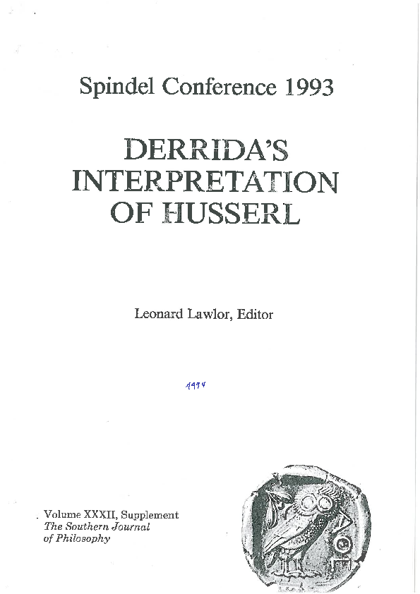(PDF) Derrida-Husserl-Freud: The Trace of Transference