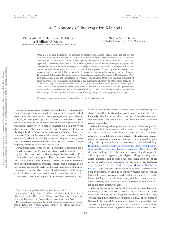 (PDF) A Taxonomy of Interrogation Methods