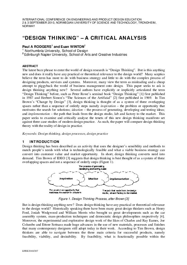 “DESIGN THINKING” – A CRITICAL ANALYSIS