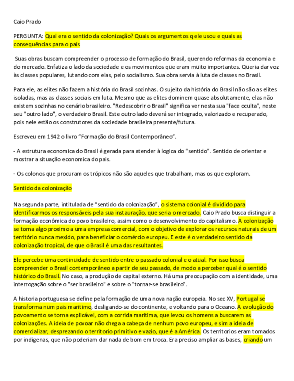 (PDF) Caio Prado Junior resumo