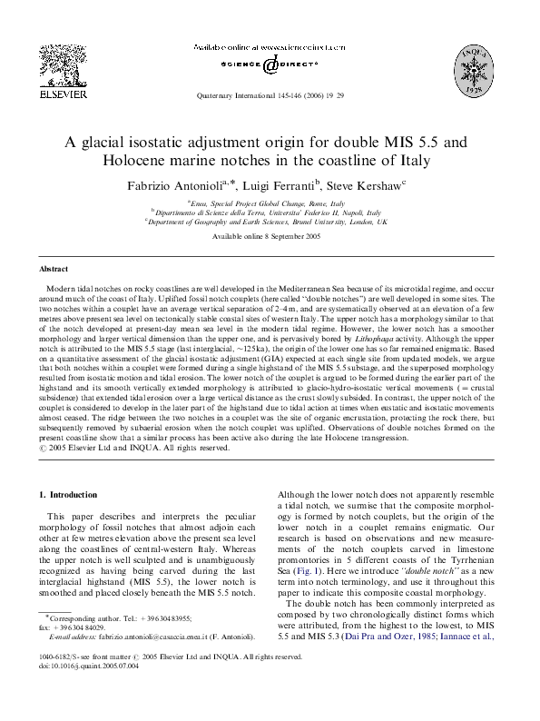 (PDF) A glacial isostatic adjustment origin for double MIS 5.5 and ...