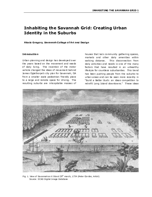 (PDF) Inhabiting the Savannah Grid: Creating Urban Identity in the Suburbs