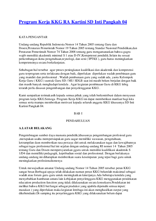 (DOC) Program Kerja KKG RA Kartini SD Inti Pangkah