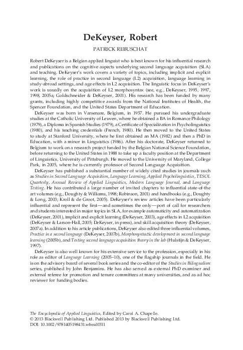 (PDF) Robert DeKeyser