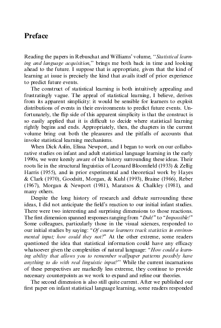 (PDF) Statistical Learning and Language Acquisition