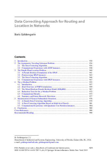 Pdf Data Correcting Approach For Routing And Location In Networks