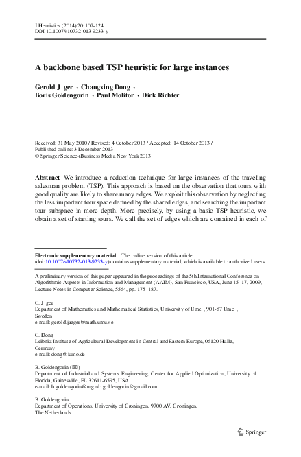 (PDF) A backbone based TSP heuristic for large instances