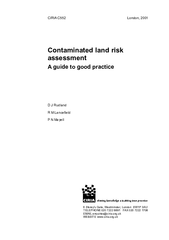 (PDF) Contaminated land risk assessment A guide to good practice