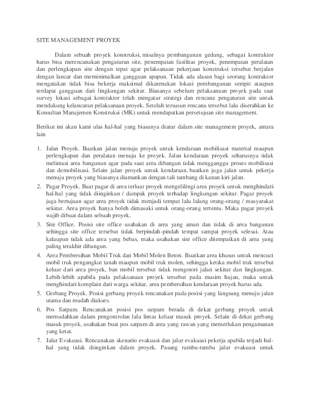 (DOC) SITE MANAGEMENT PROYEK