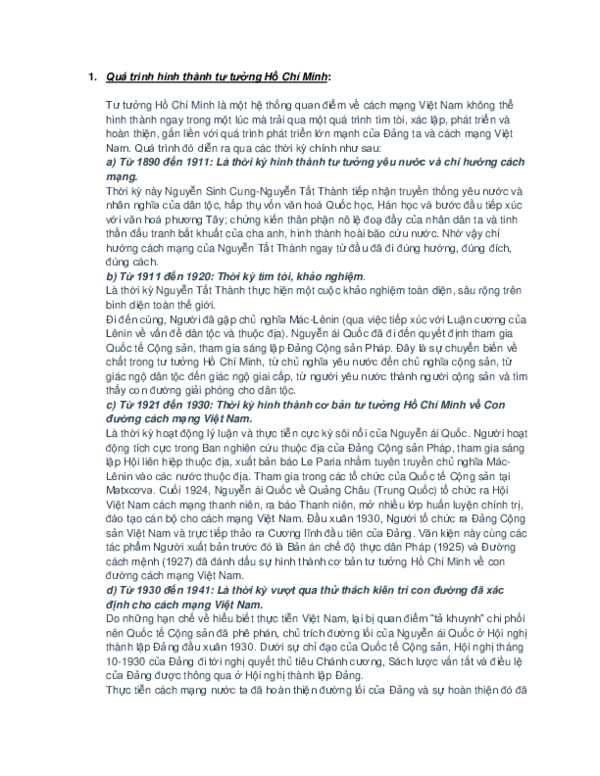 (DOC) Quá trình hình thành t t ng H Chí Minh