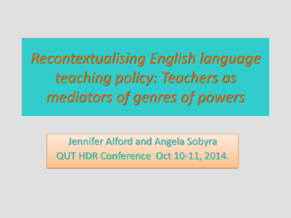 (PPT) Recontextualising English language teaching policy: Teachers as ...