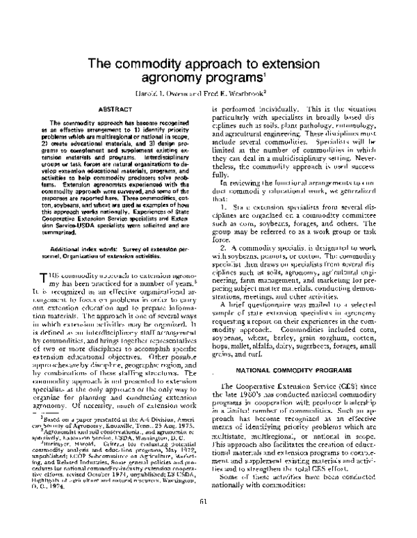 (PDF) The commodity approach to extension agronomy programs 1