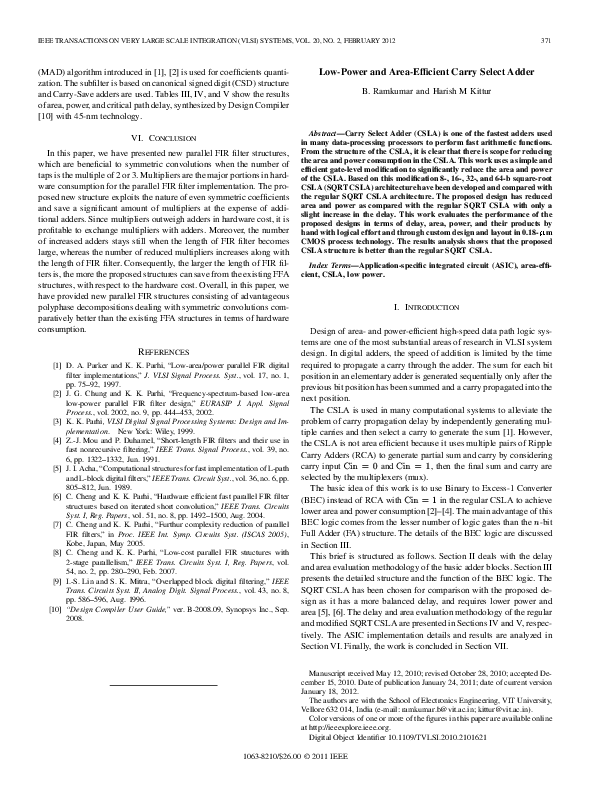 Pdf 2] Low Power And Area Efficient Carry Select Adder