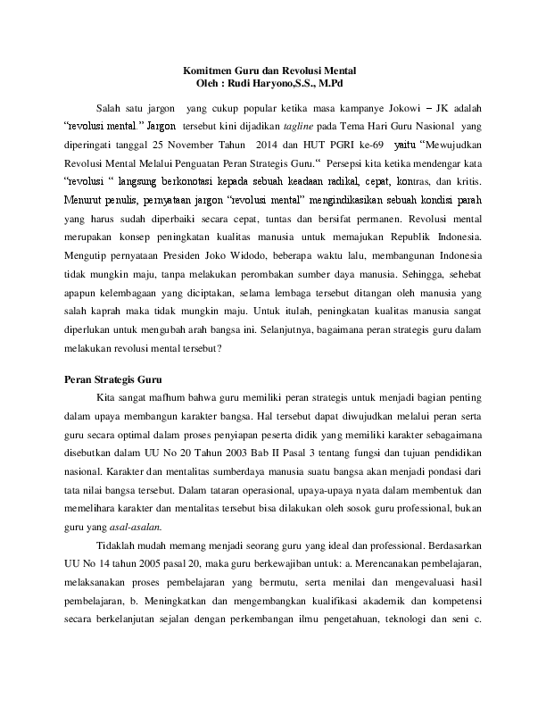 (DOC) Komitmen Guru dan Revolusi Mental