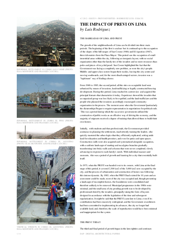 (PDF) The impact of PREVI in Lima.