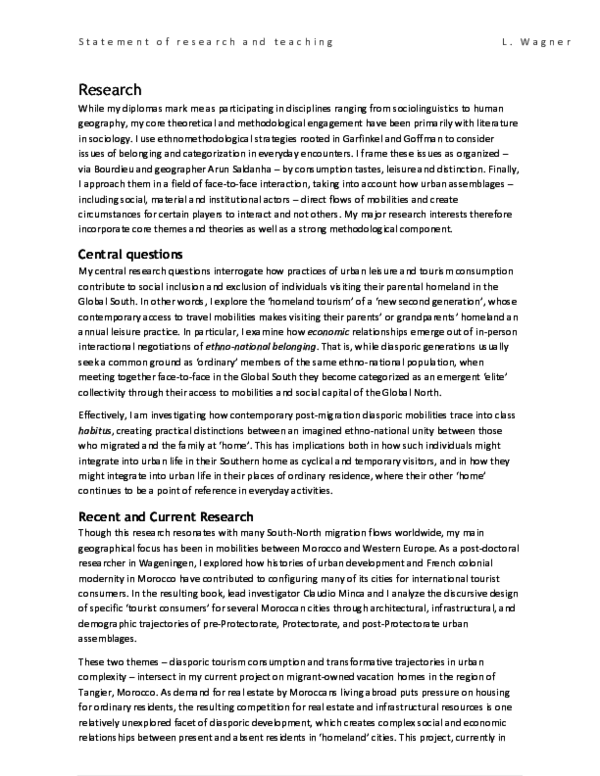 (PDF) Research and Teaching statement, December 2014