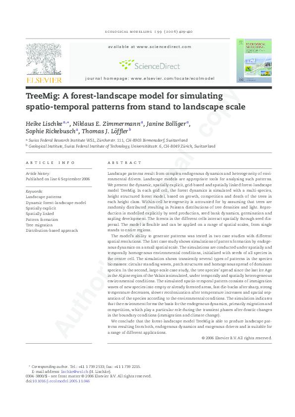 Pdf Treemig A Forest Landscape Model For Simulating Spatio Temporal Patterns From Stand To