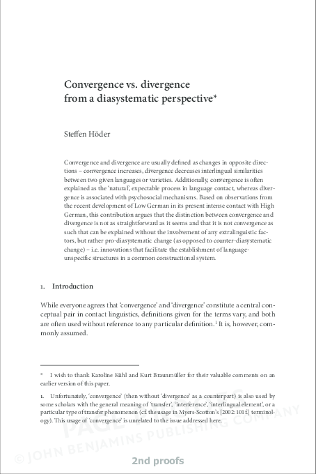 Pdf Convergence Vs Divergence From A Diasystematic Perspective