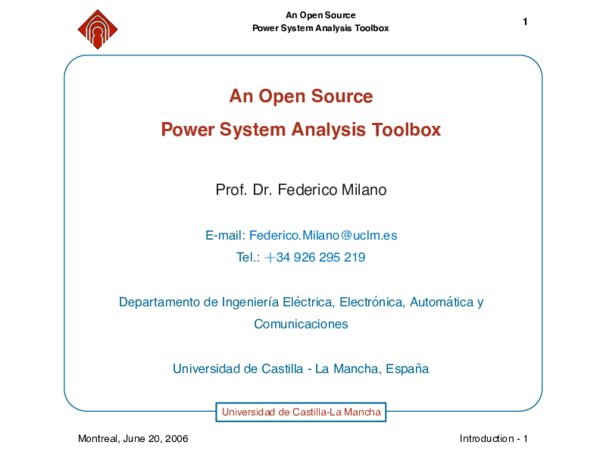 Pdf An Open Source Power System Analysis Toolbox An Open Source Power System Analysis Toolbox